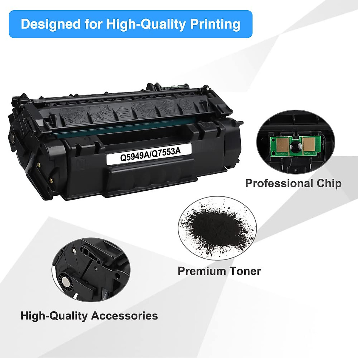 TRUE IMAGE Compatible Toner Cartridge Replacement for HP 49A Q5949A 53A Q7553A 49 Q5949 Used with 1320 1320n 3390 1160 1320tn 1320nw 3392 P2015 P2015dn Printer Ink (Black, 1-Pack)
