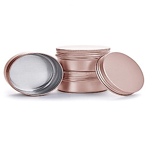 1 Ounce Aluminum Tin Jar Refillable Containers 30ml Aluminum Screw Lid Round Tin Container Bottle for Cosmetic, Lip Balm, Cream, 20 Pcs Rose Gold