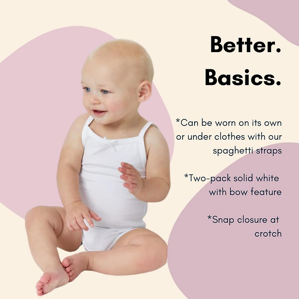 Feathers Baby Girls 100% cotton super soft One-piece Bodysuits 2-Pack