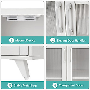 Panana Kitchen Buffet Server Table Accent Sideboard Cupboard Server Buffet Console Table with Doors Cabinet (27inch, White)