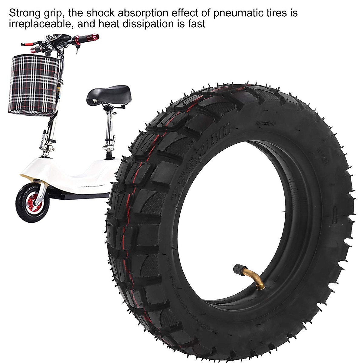 Yosoo Tire and Inner Tube, Sturdy 10in Inflatable Tyre for Electric Scooter for Scooter