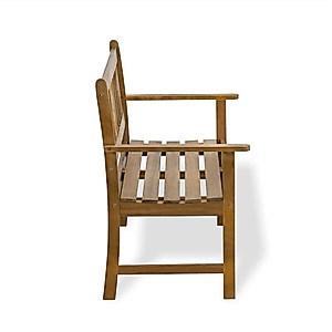 East West Furniture BBTB0NA Belmont Wooden Patio Bench with Backrest - Acacia Wood, 48x22x33 Inch, Natural Oil