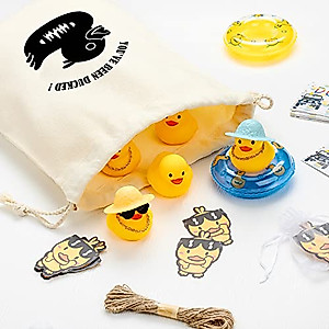 2 Pcs You've Been Ducked Bag Drawstring Backpack Bags Drawstring Gift Bag Reusable Rubber Duck Drawstring Bag Canvas Storage Bags Gift Wrap Bags Party Favor Bags for Duck Enthusiast, 13 x 10.23 Inch