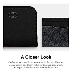 Coach womens 3-in-1 L-zip Wallet in Cross Grain Leather, Black