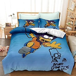 JewosS Ultra Soft Microfiber Bedding Simpsons 3 Pieces 1 Duvet Cover Set 3D Printed Bedding Quilt Duvet Cover 2 Pillowcases with Zipper Closure for(Twin), Style4