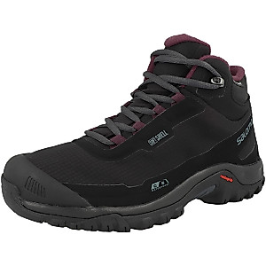 Salomon SHELTER CLIMASALOMON Waterproof Winter Boots for Women Snow, Black/Ebony/Wine Tasting, 9.5
