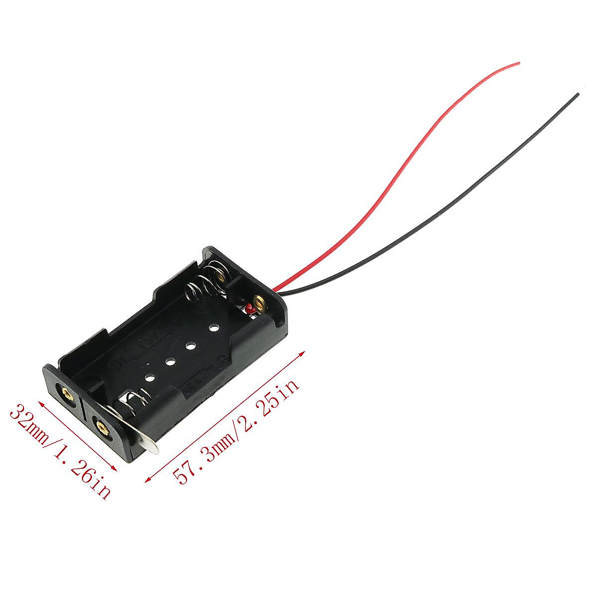 E-outstanding 4-Pack Plastic Battery Case 2x1.5V AA Battery Holder with Wire Leads Spring Clip and Closing Switch, Black