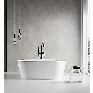 Westbrass DF02043-62 Floor Mount Freestanding Bathtub Filler Faucet with Handheld Shower, Matte Black