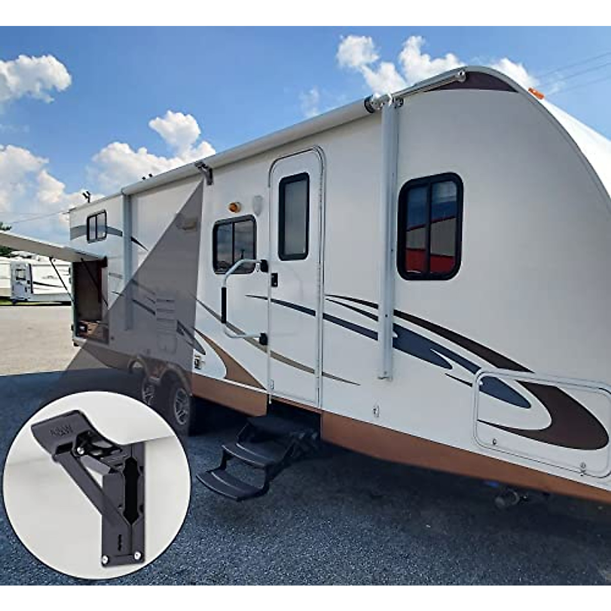 RV Awning Support Roller Cradle Center Support for RV Camper Awning, Black
