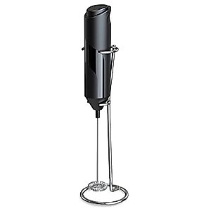COKUNST Electric Milk Frother Handheld with Stainless Steel Stand Battery Powered Foam Maker, Whisk Drink Mixer Mini Blender For Coffee, Frappe, Latte, Matcha, Hot Chocolate