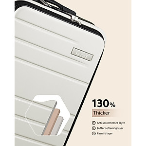 LUGGEX Carry On Luggage with Pocket Compartment - Polycarbonate Expandable Luggage with USB Port - Travel Suitcase with Wheels Airline Approved, Lightweight