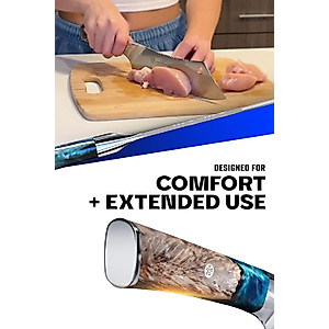 Dalstrong Chef & Cleaver Hybrid Knife - The 'Crixus' - 8 inch - Valhalla Series - 9CR18MOV HC Steel - Resin & Wood Handle - Razor Sharp Chef's Knife - w/Leather Sheath