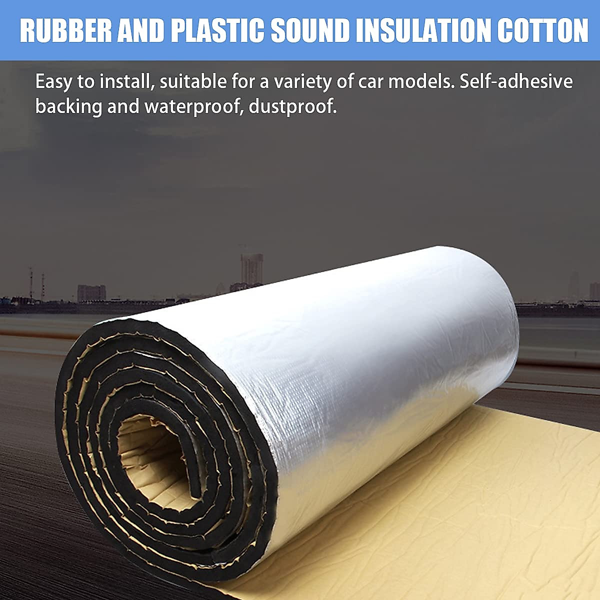 AUCELI Car Sound Deadening Mat, 197 mil (5mm) 5.4 sqft Automotive Foam Sound Deadener, Heat Insulation and Vibration Dampening Material, Noise Barrier Muffler for Vehicle Hood, Trunk, Door, Roof