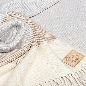 Ritzy 100-Percent Fine Merino Wool Throw Blanket - Ultra Soft 18 Microns Merino Wool Light-Weight 400 GSM 3 LB - Machine Washable - Sea Salt Grey