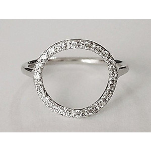 SOVATS Open Circle Ring for Women Set with White Cubic Zirconia 925 Sterling Silver Rhodium Plated - Simple, Stylish &Trendy Nickel Free Ring, Size 7