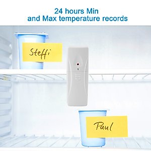 Freezer Thermometer with Alarm, digital Thermometer for Freezer with 2PCS Sensor Min/Max Display