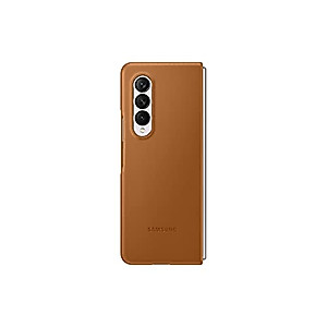 Samsung Galaxy Z Fold 3 Phone Case, Leather Protective Cover, Heavy Duty, Shockproof Smartphone Protector, US Version, Camel,EF-VF926LAEGUS