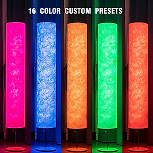 YIEONSHION Soft Light Floor Lamp, 60" Simple Design Morden Slim Warm Light 3000K LED Tyvek Fabric Shade Standing Lamp for Living Room Bedroom Game Room (L/60inch, RGB Remote)