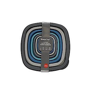 SharpChef 14Pc Square Plastic Food Storage Container Set, Stackable, Nesting, Airtight Leak-proof Lids, Microwavable, Freezer and Dishwasher Safe, Meal Prep, Lunch Bento boxes (Blue Ombre - 1 Pack)