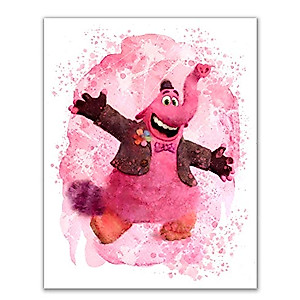 Inside Out Watercolor Wall Art Prints - Set of 6 (8 inches by 10 inches) Photos - Joy Sadness Fear Anger Disgust Bing Bong