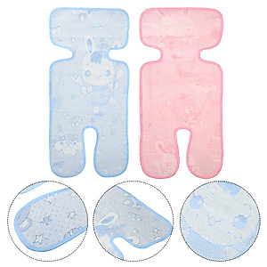 FAVOMOTO 2pcs Baby Stroller Liner Seat Pad Summer Cooling Mat Cushion for Stroller Car Seat High Chair Pushchair Infant Carriage Cushion Washable