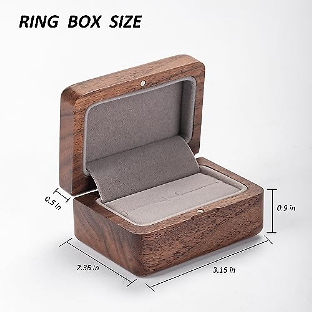muso wood Handmade Ring Box, Small Rectangular Ring Case for Proposals, Walnut Ring Box for Wedding, Mini Engagement Ring Box (Double slot)