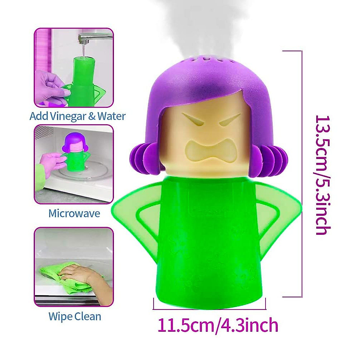 Abnaok Angry Mom Microwave Cleaner and Chilly Mama Fridge Deodoriser 2PCS Easily Clean in Minutes for Home or Office with English Manual