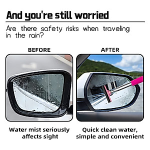 Car Mirror Wiper, Telescopic Auto Mirror Squeegee Cleaner, 97cm Long Handle Car Cleaning Tool Portable Cleaning Tool for All Car/SUV/Truck,Universal Car Accessories(pink)