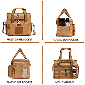 KumYamLO Tactical Lunch Box for Men 16L,Large Insulated Waterproof Reusable Lunch Bag，Women,Work,Outdoor,Picnic,Finishing,Molle Webbing and Adjustable Shoulder Straps (brown)…