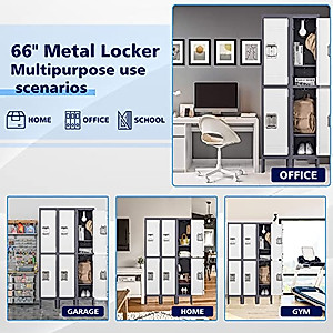 Letaya Locker,Employees Storage Metal Lockers 66" Lockable Steel Cabinet for School Gym Home Office Staff (2 Door)