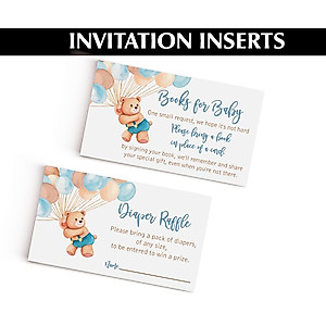 All Ewired Up Baby Shower Invitation Set - 25 Large Size Cards with Envelopes, Diaper Raffle Tickets, Book Request Cards, We Can Bearly Wait Design, Uncoated Card Stock, 5x7 Inches