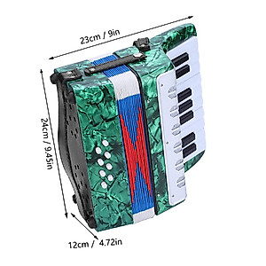17 Key 8 Bass Piano Accordion with a Manual for Kids Adults(Green)