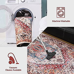 YJ.GWL Area Rug 4x6, Washable Bedroom Rug, Soft Accent Rugs for Living Room Entryway Dining Room, Non-Slip Non-Shedding Low-Pile Floor Carpet, Orange