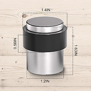 SANATO Nickel Cylindrical Floor Mounted Stainless Steel 304 Door Stop Door Stopper with Black Rubber, 4 Pack