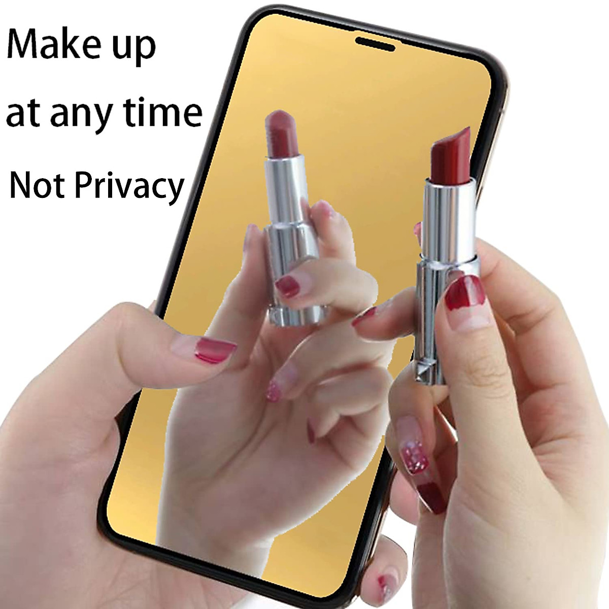 BWEDXEZ 2 PCS Anti-Blue Tempered Glass Mirror Screen Protector Film Suit for iPhone 14 Pro Max, 6.7 inch 9H Hardness Anti-scratch Full Covered (Gold)