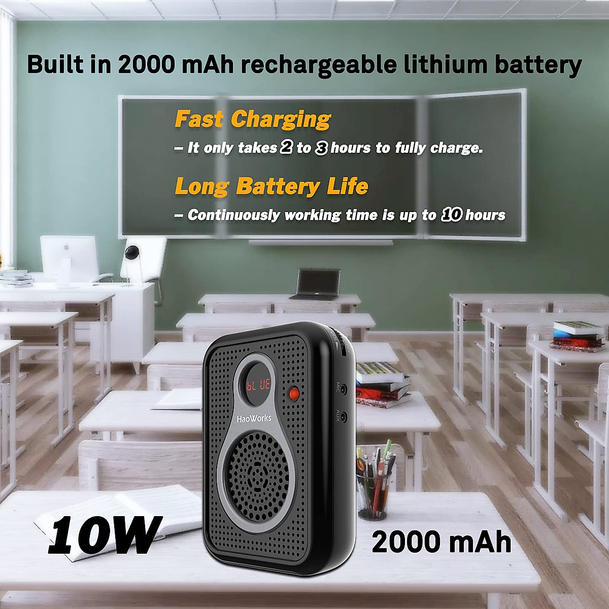 Voice Amplifier Portable Microphone Speaker - HW HaoWorks S208 Wired Headset with Microphone,Loud Clear Sound,No Feedback Noise,Mini Mic for Teachers/Tour Guides/Speaking/Singing