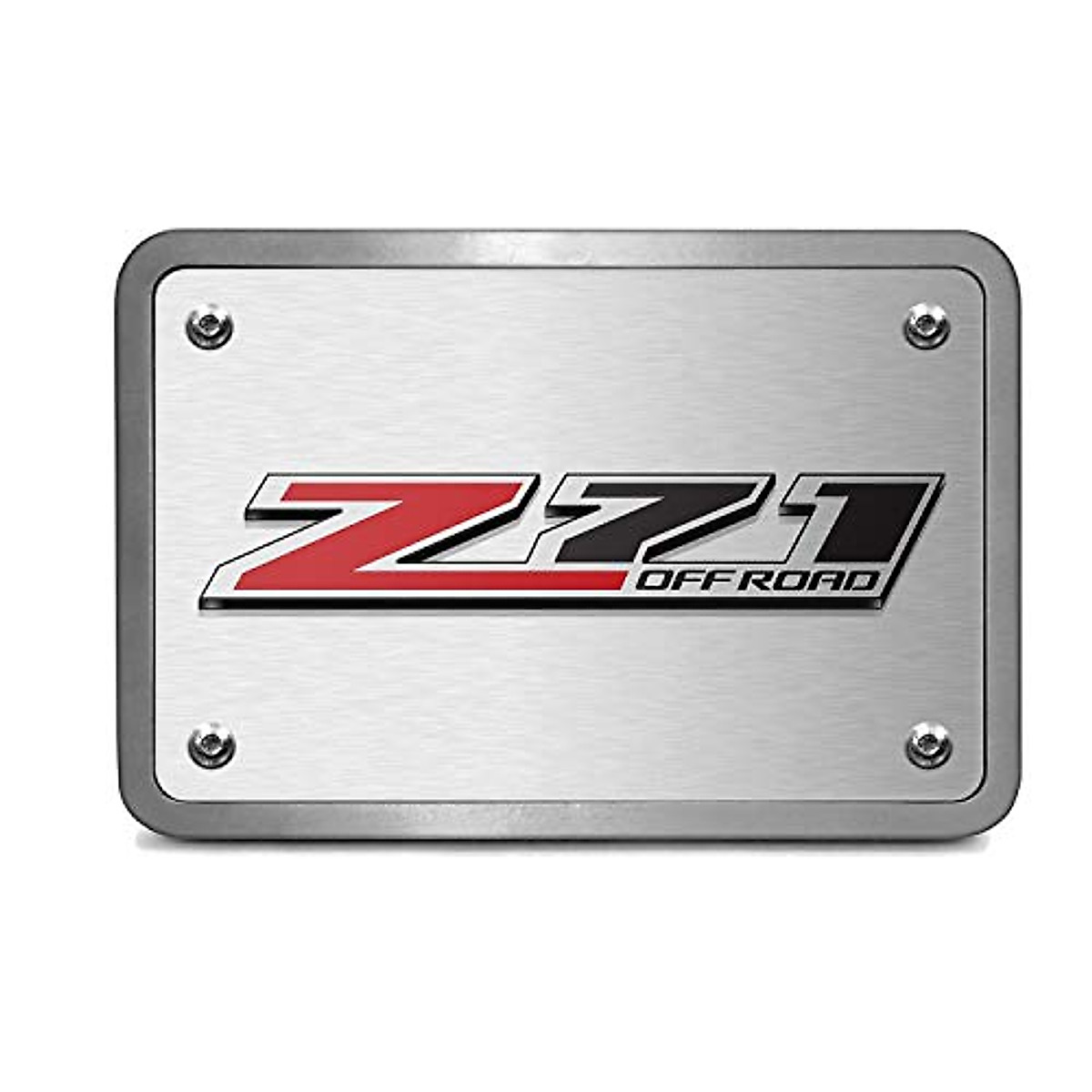 iPick Image Made for Chevrolet Z71 Off Road 3D Logo Brush Billet Aluminum 2 inch Tow Hitch Cover