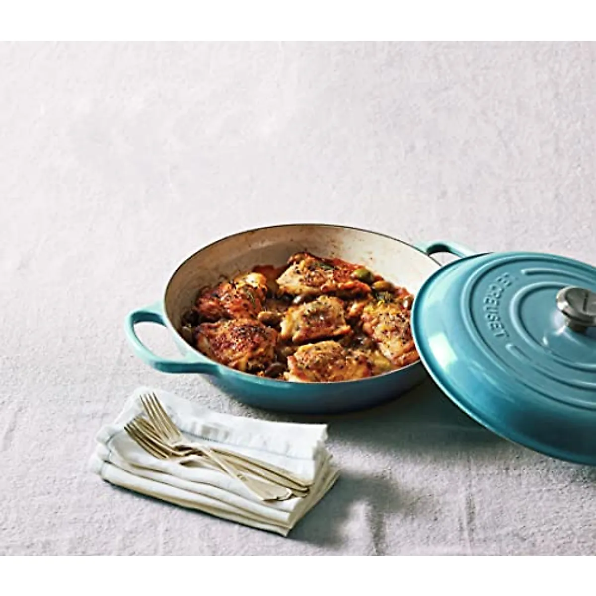 Le Creuset Enameled Cast Iron Signature Braiser, 3.5 qt., Caribbean