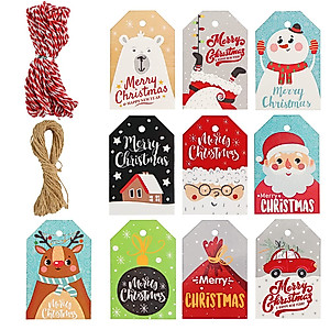 Koogel 100 Pcs Christmas Tags, Christmas Gift Tags Christmas Gift Tags Xmas Paper Tags for DIY Christmas Holiday Gift Wrapping Stamp Label Packaging Business Card
