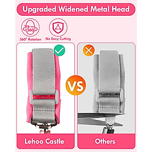Lehoo Castle Anti Lost Wrist Link for Toddlers, 4.9ft Toddler Harness with Key Lock, Reflective Toddler Wrist Leash, Child Leash Harness, Leash for Kids (Pink)