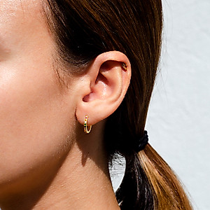 LAVLA Rainbow Pave CZ Gold Hoop Earrings for Women | Small Huggie Earrings for Cartilage, Lobe, Multiple Piercings