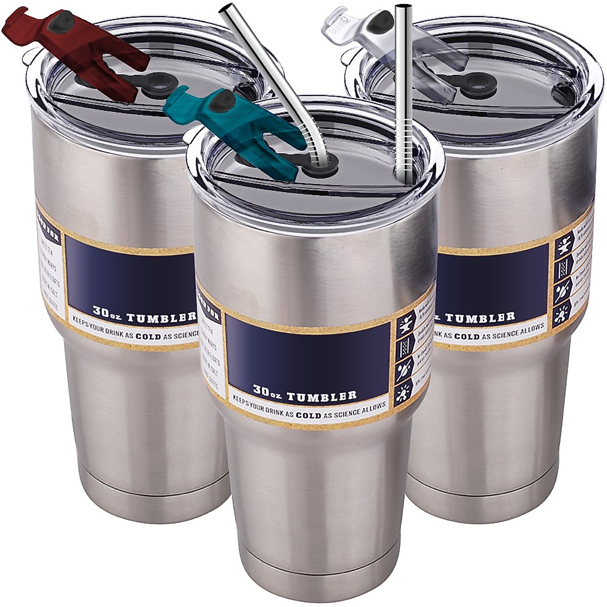 30 oz Tumbler Lids, Fits for 30Oz YETI Rambler, Ozark Trail, Old Style Rtic and More, SENHAI 3 Pack Spill-proof Splash Resistant Lids Covers for 30 Ounce Tumblers Cups