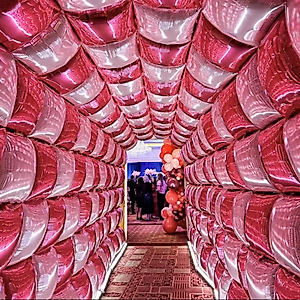 Orgnafey Hot Magenta Pink Square Foil Balloons Wall Backdrop Double Sided Metallic Balloon Tunnel Arch Garland Kit For Anniversary Bachelorette Birthday Engagement Bridal Baby Shower Party Decorations