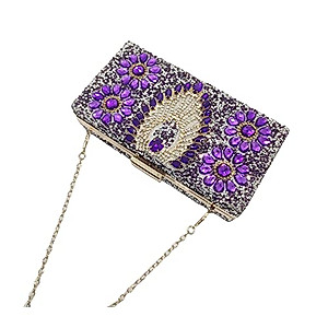 BingBing MultiColored Jewel Clasp Women Crystal Purse Evening Handbags Wedding Clutch Bag (purple)