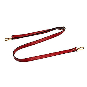 VanEnjoy Full Grain Leather Adjustable Replacement Strap Cross Body Bag Purse, 26-51 inch Gold Hardware - 1.8 CM Width (Black-Silver Metal With Tasse) (Red)