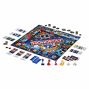 Monopoly Gamer Sonic The Hedgehog Edition Board Game for Kids Ages 8 & Up; Sonic Video Gamer Themed Board Game