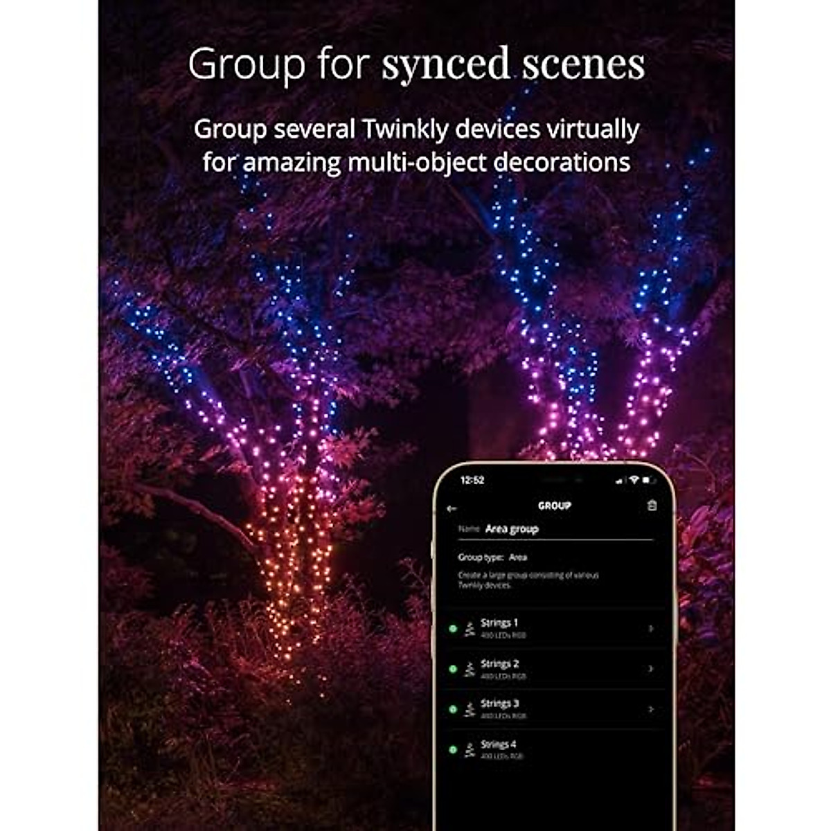 Twinkly App-Controlled 105ft Smart String LED Lights with 400 AWW LEDs - WiFi & Bluetooth Connectivity, Sync with Music, Indoor/Outdoor Use (IP44), Compatible with Google Assistant & Amazon Alexa