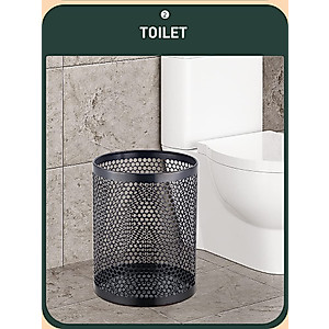 QOBIMOON Mesh Wastebasket Round Mesh Stainless Steel Wastebasket Trash Can Recycling Bin for Home, Office, Bathroom, Bedroom & Kitchen, 3.5 Gallon / 12L, 11" H x 10" D Garbage Can-Rose Gold