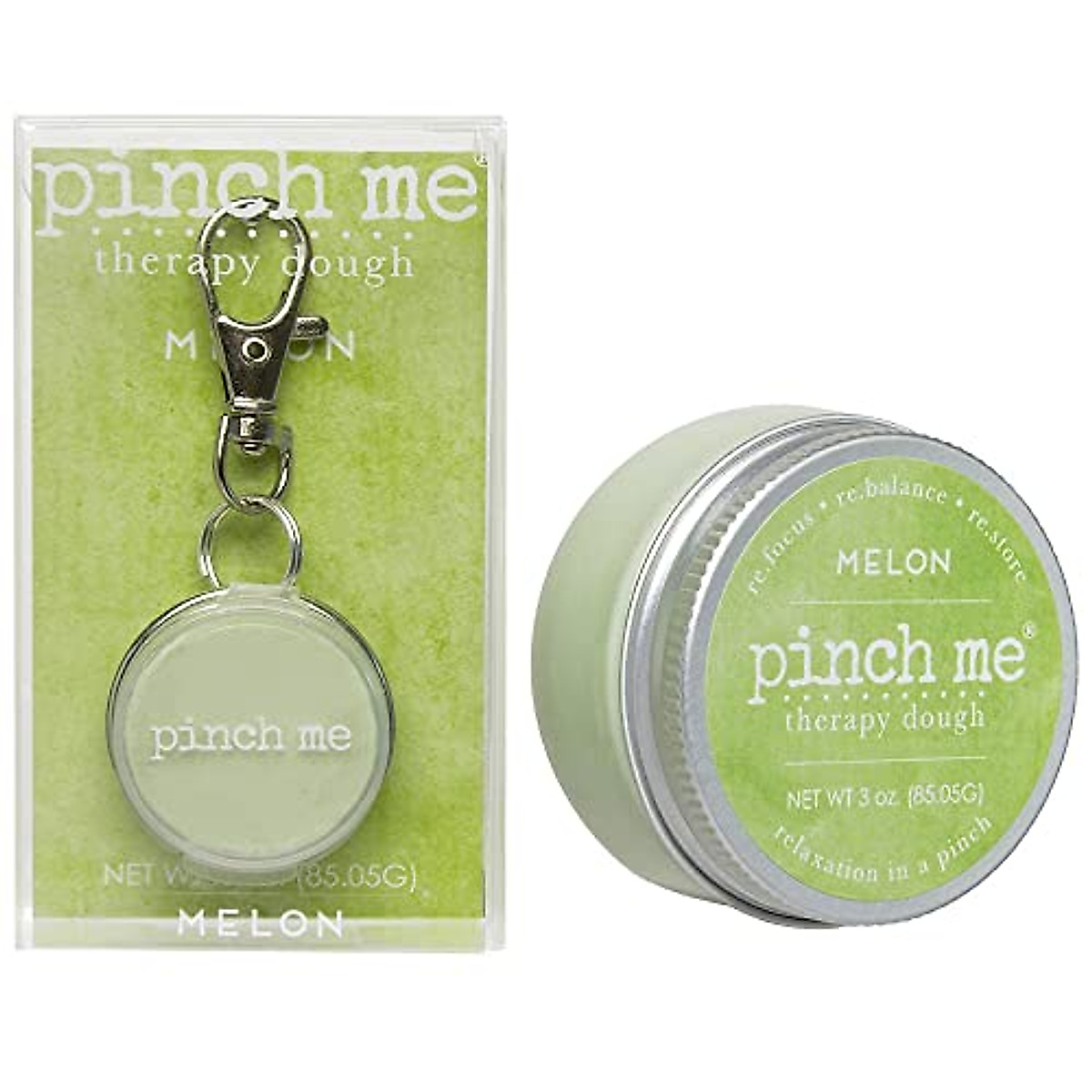 Pinch Me Therapy Dough Locket Combo - Holistic Aromatherapy Stress Relieving Putty – .3oz Clip-On Locket Scent + 3oz Dough Melon
