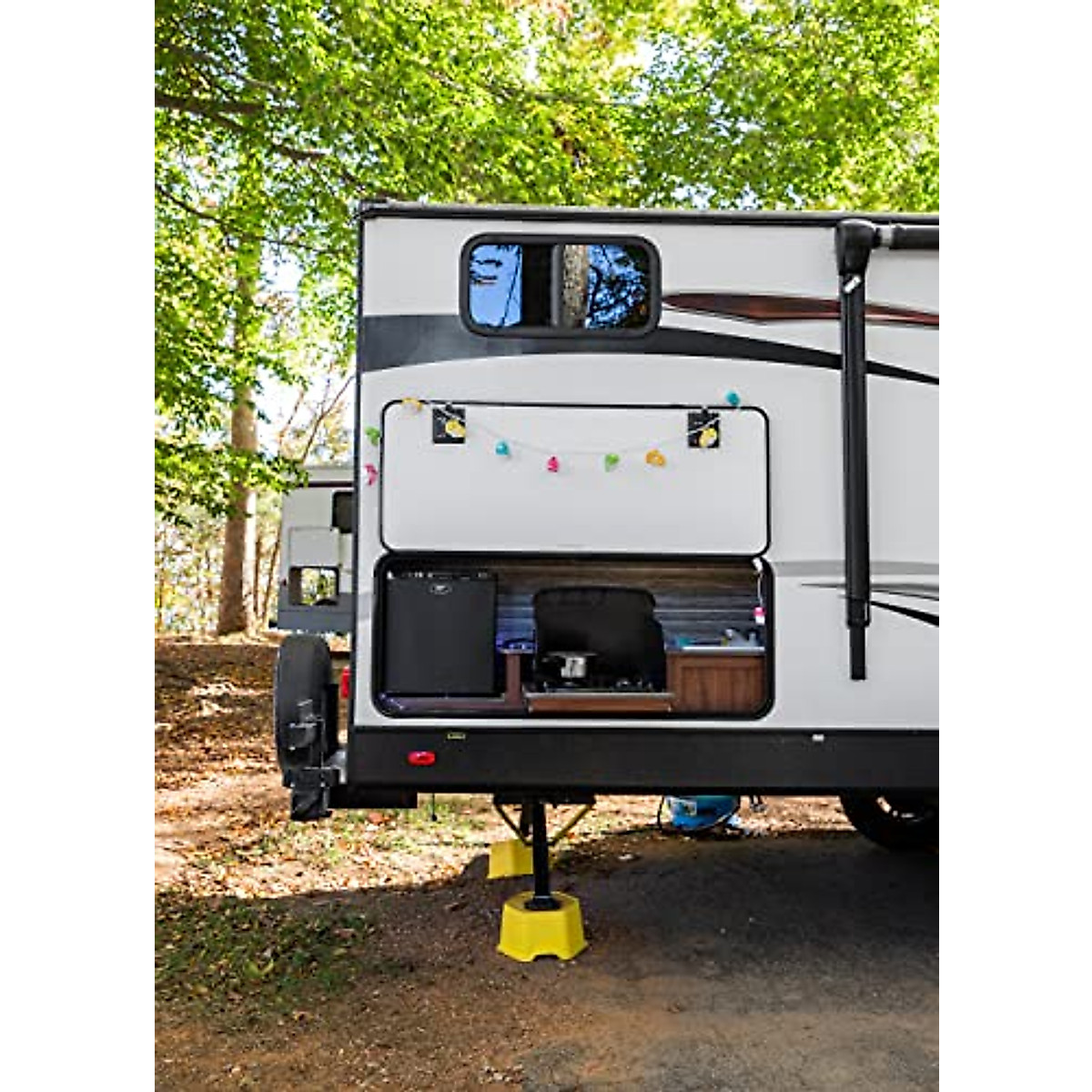 Camco Heavy-Duty Stabilizer RV Jack Support | Provides 7-inches of Lift and Stability for RV Jacks | Compatible with 10-inch Round Jack Pads | Features a 6,000 lb. Rating | Yellow (44421)